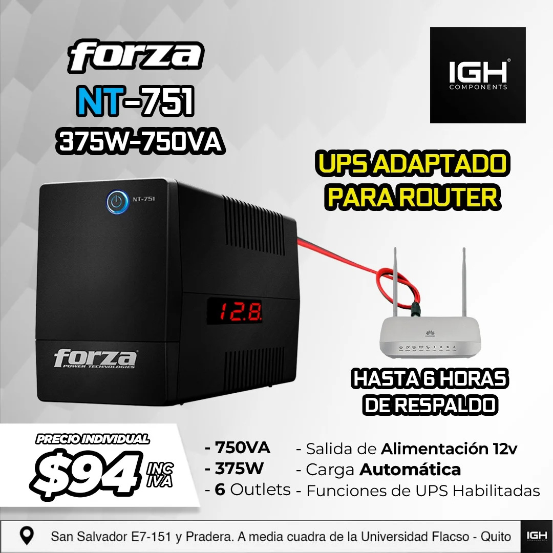 IGH Components - Ups Forza Nt-751 Interactivo 750va-375w Modificado 12v